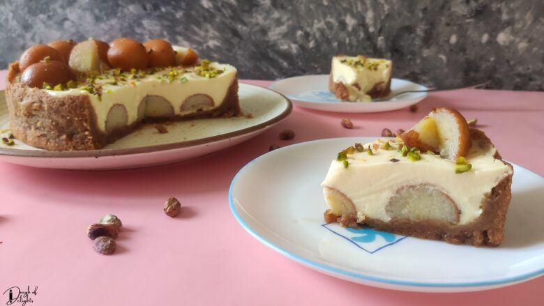 Gulab jamun Cheesecake - DOUGH OF DELIGHTS